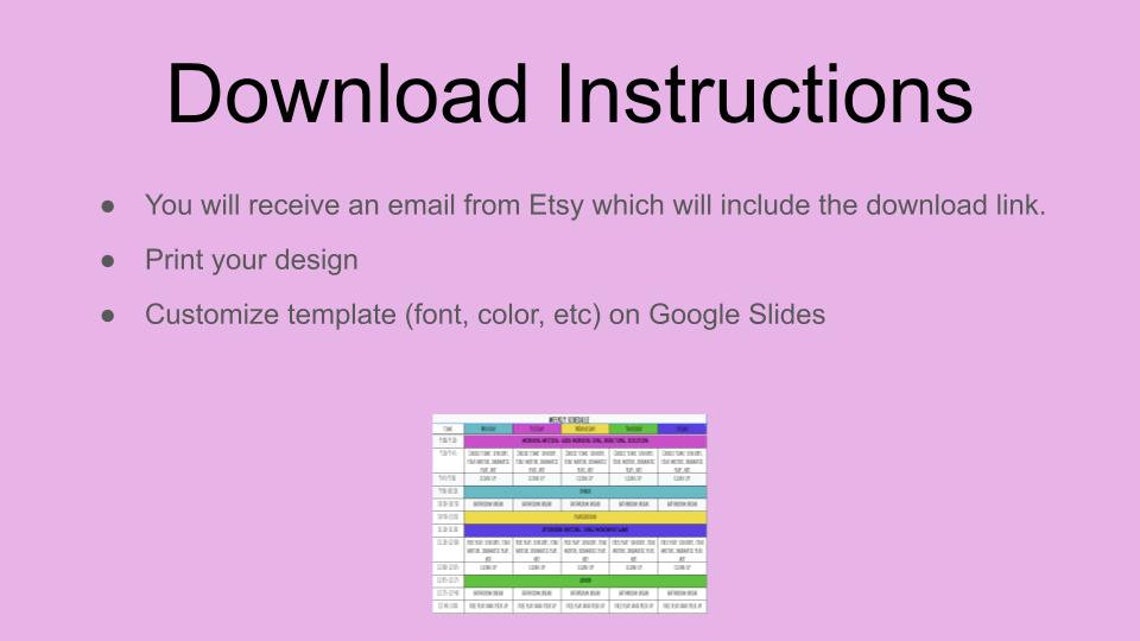EDITABLE Preschool Weekly Schedule GOOGLE SHEETS - Etsy