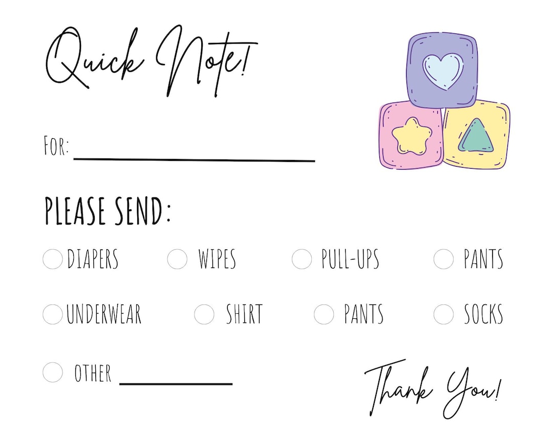 Quick Note Message Daycare and Preschool Template - Etsy