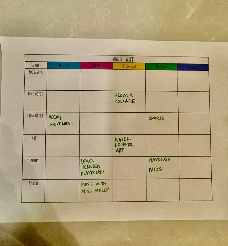 EDITABLE Preschool Weekly Lesson Planner GOOGLE SHEETS - Etsy