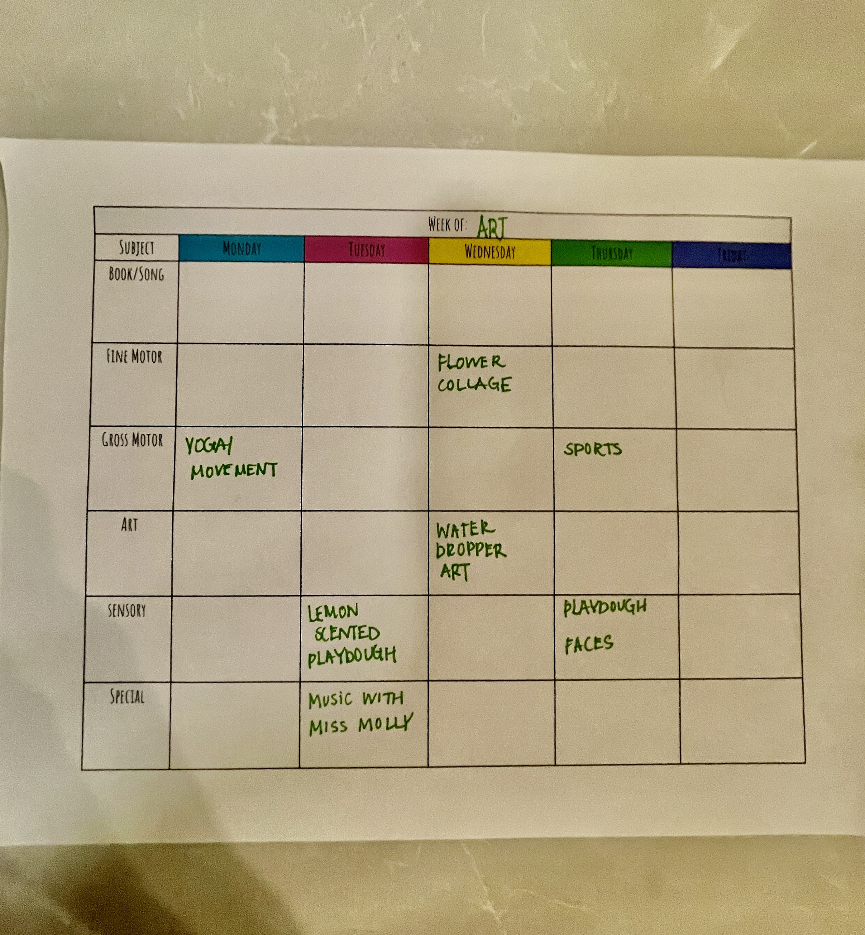 EDITABLE Preschool Weekly Lesson Planner GOOGLE SHEETS - Etsy