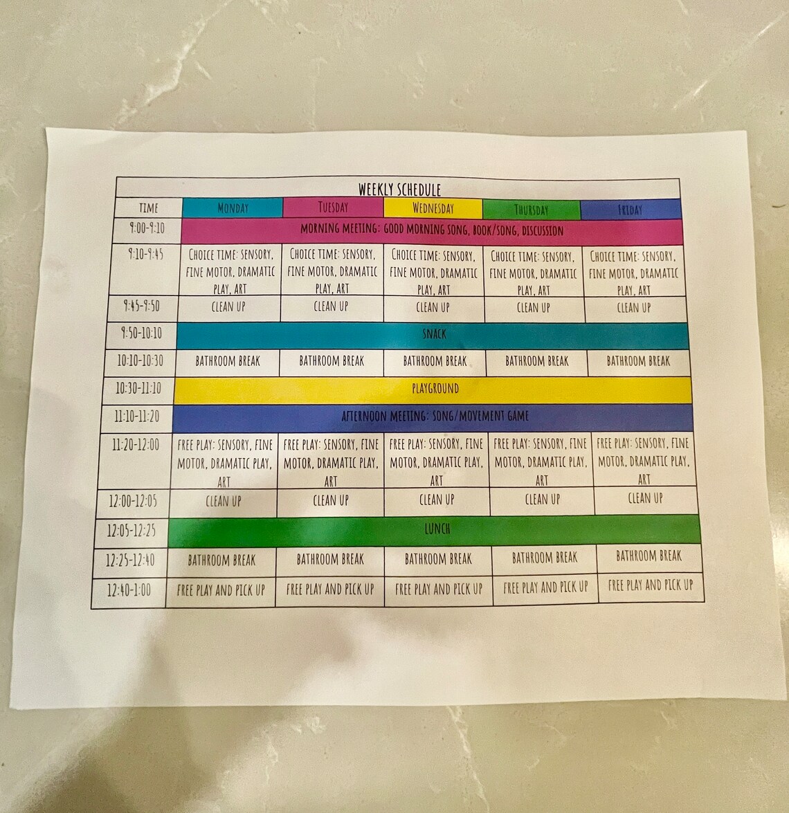 EDITABLE Preschool Weekly Schedule GOOGLE SHEETS - Etsy