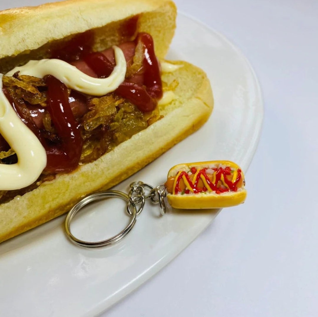 Hot Dog Keychain - Etsy