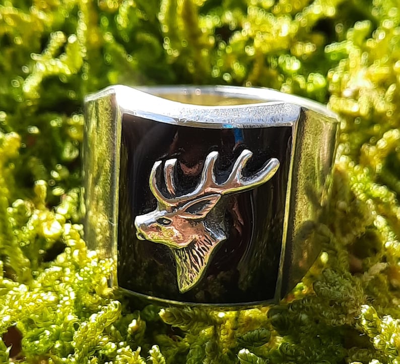 Deer Ring, Silver, Enamel - Etsy