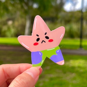 Handmade Angry Patrick Star Sticker: Spongebob Laptop Decal - Etsy