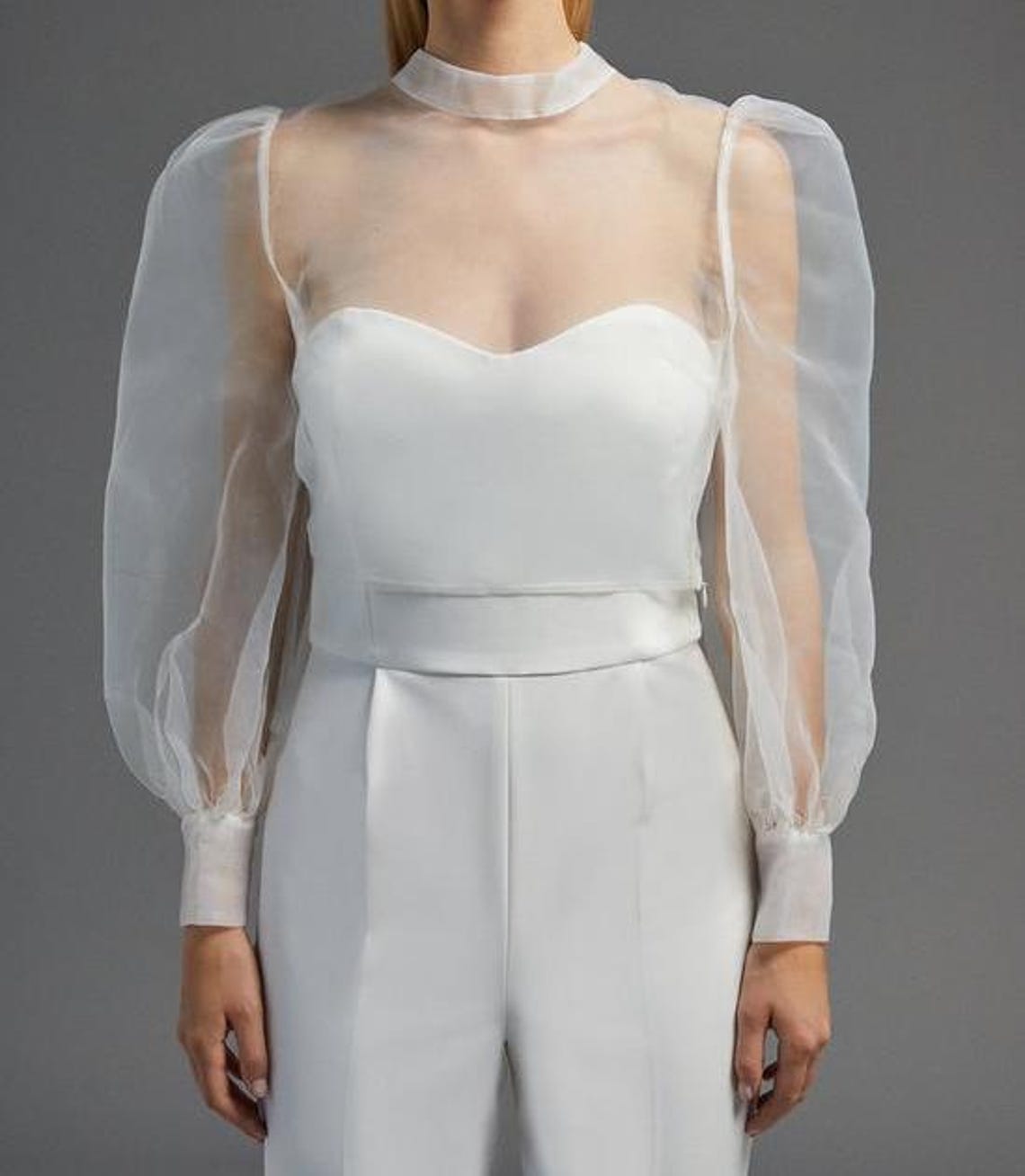 Bridal Puffy Sleeve Organza Overtop |overlay Cover up for Brides ...