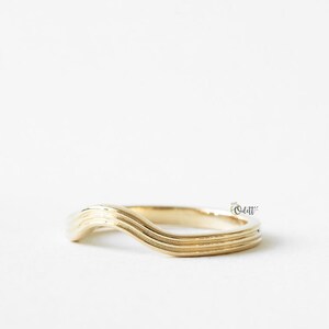 14k Solid Gold Plain Stacking Ring | Simple Curved Wedding Band ...