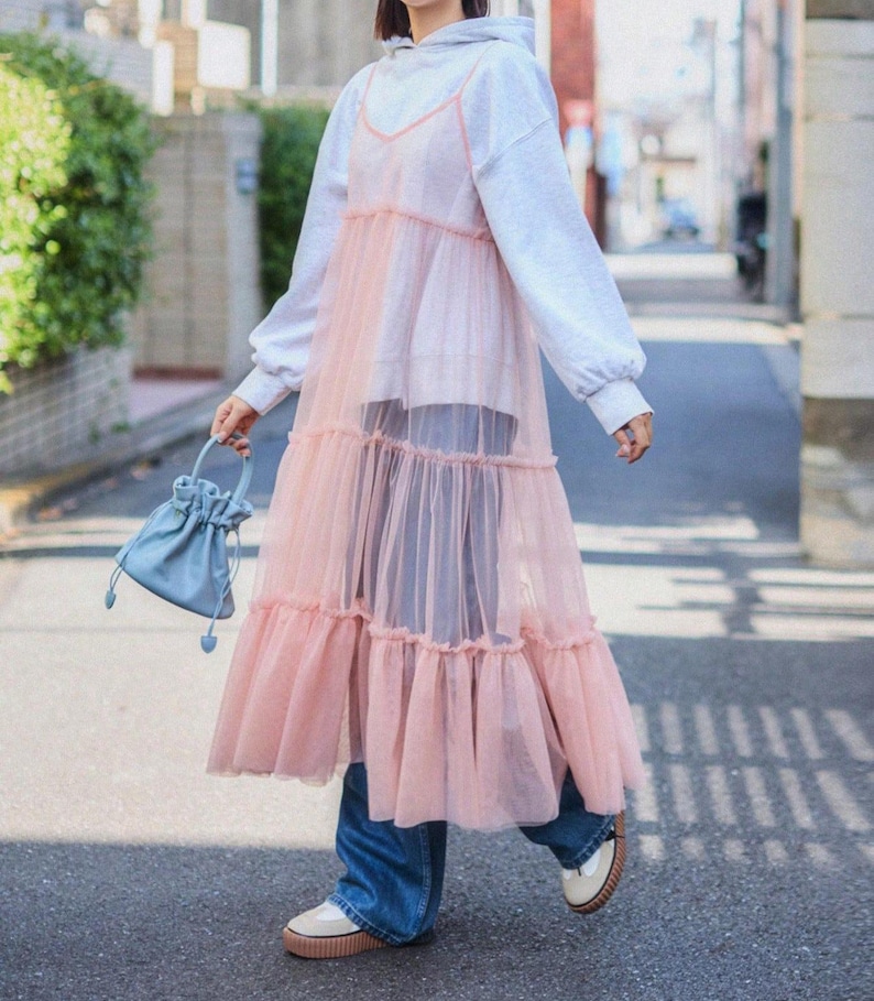 Fluffy Tulle Layer Midi Dress,see Through Dress,sheer Dress,beach Dress ...