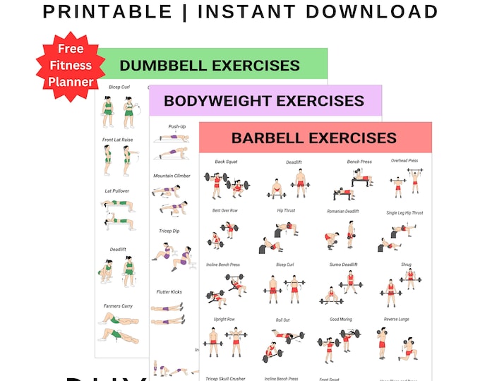 Workout Chart, Workout Poster, Workout Poster for Home Gym, Workout ...