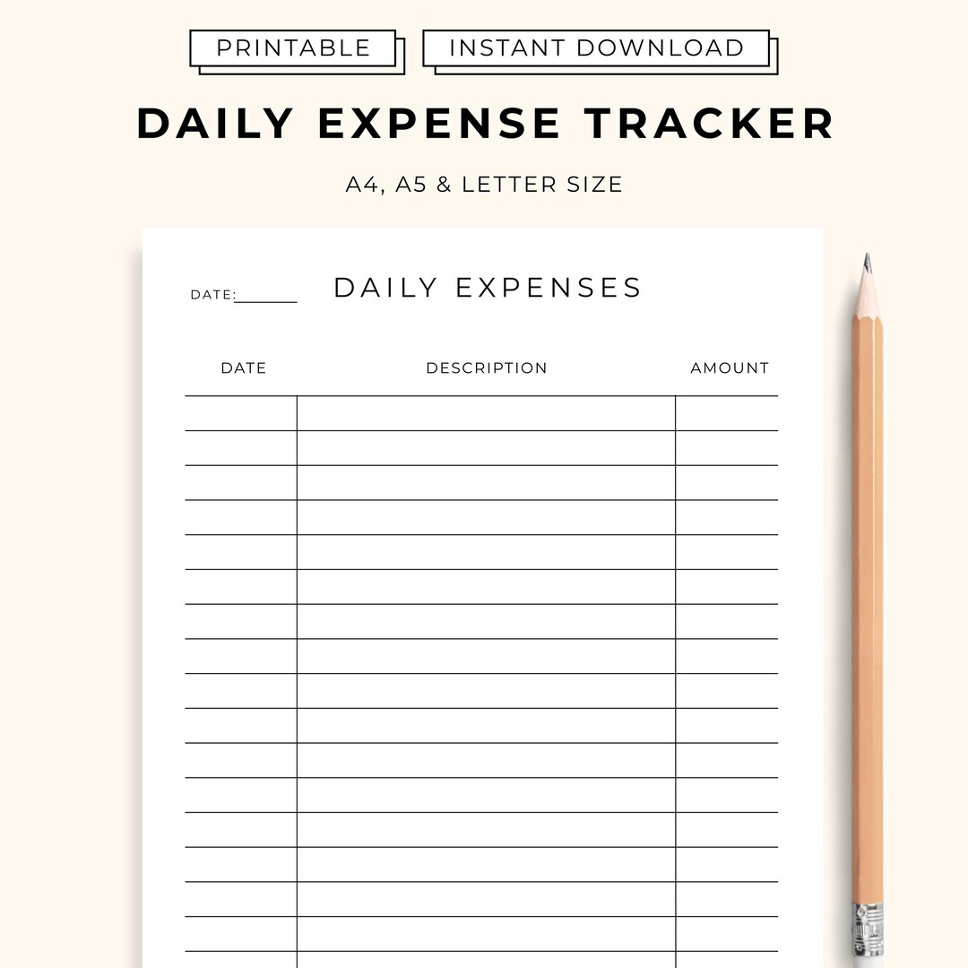 Daily Expenses Tracker Printable PDF | Budget Expense Log Sheet ...