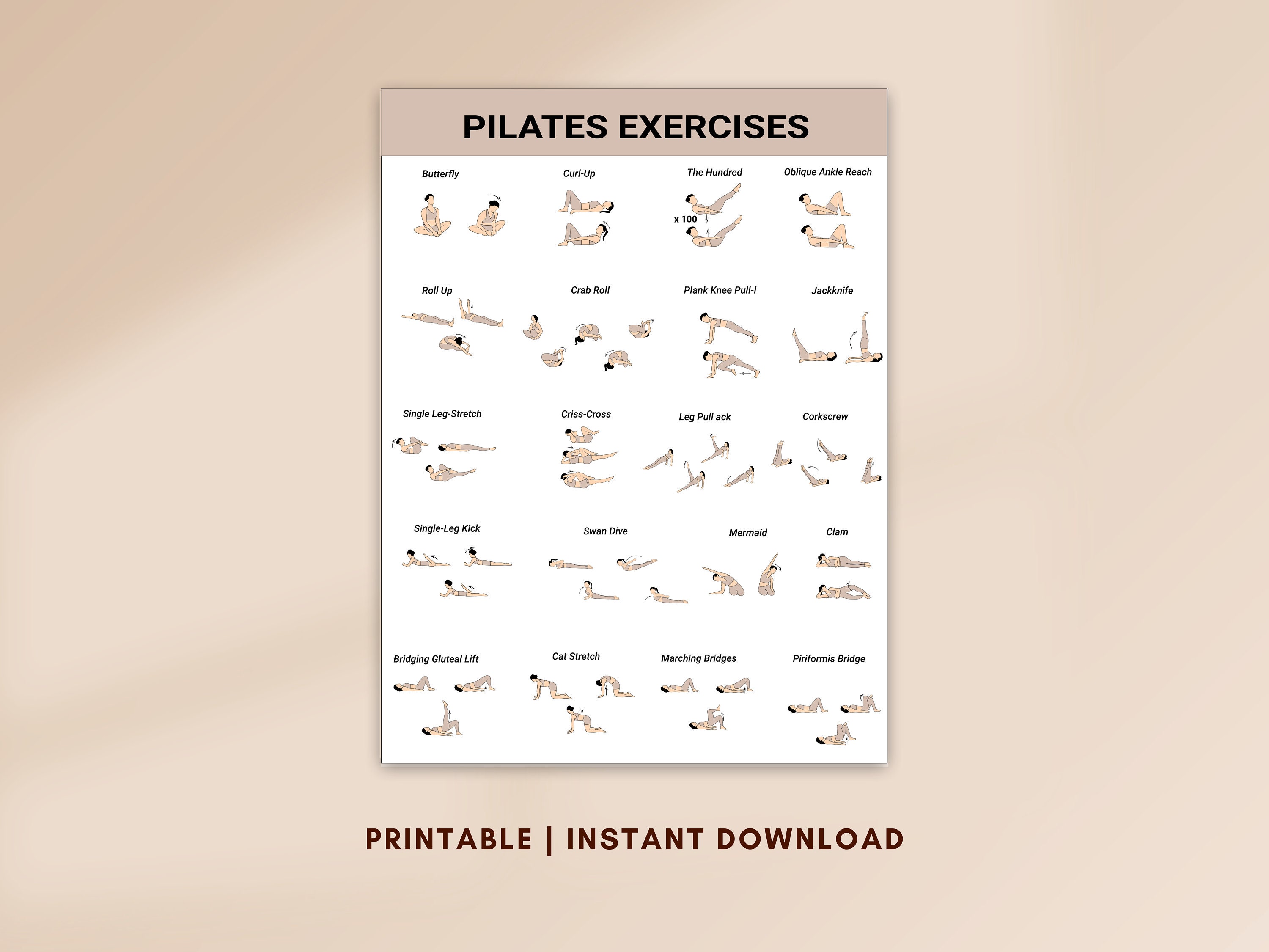 Pilates Poster Digital DOWNLOAD, Pilates Art Downloadable, Pilates ...