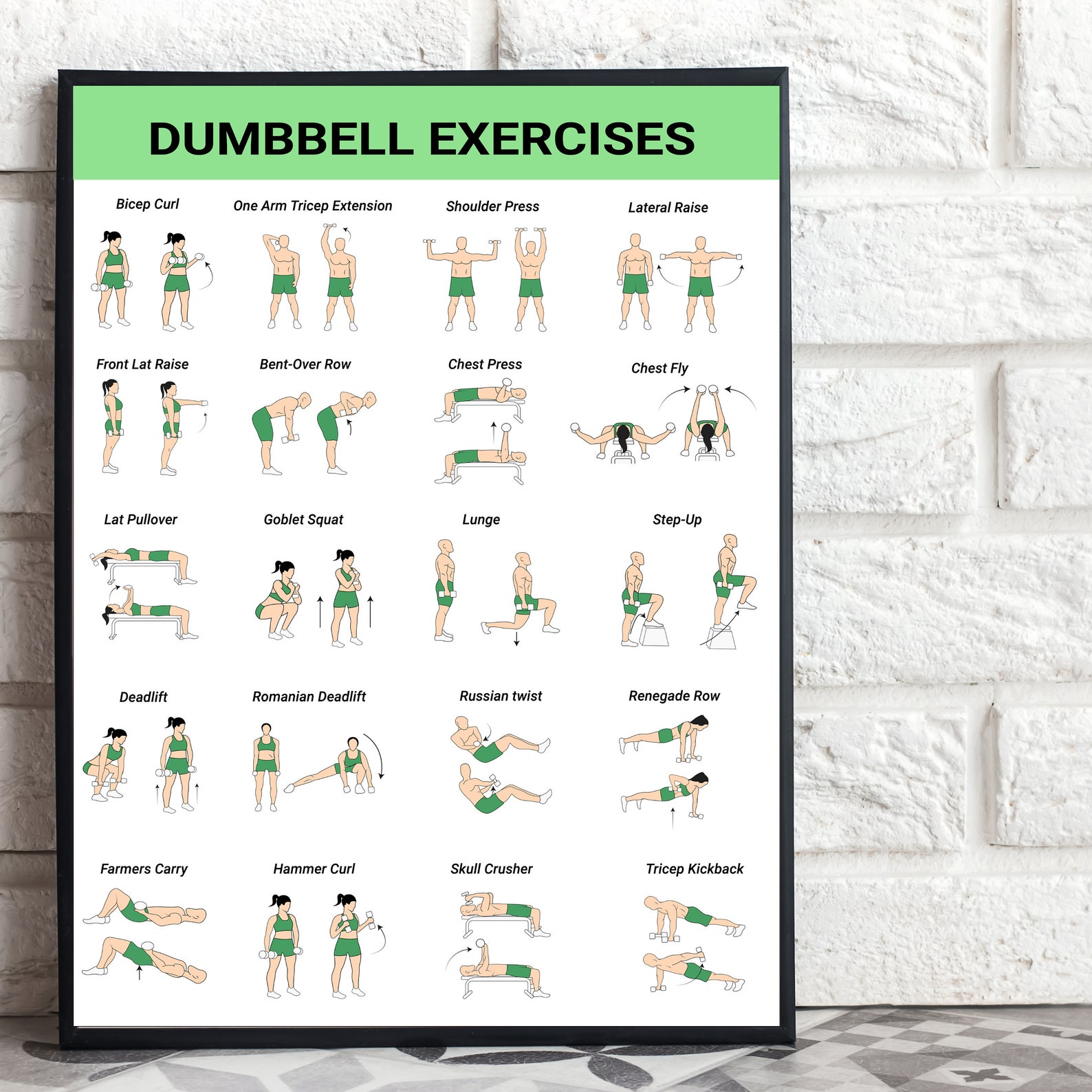 Dumbbell Workout, Dumbbell Workout Chart, Dumbbell Exercises, Dumbbell ...
