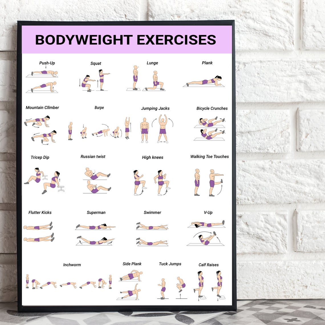 Bodyweight Workout Chart, Bodyweight Exercise Chart, Bodyweight ...