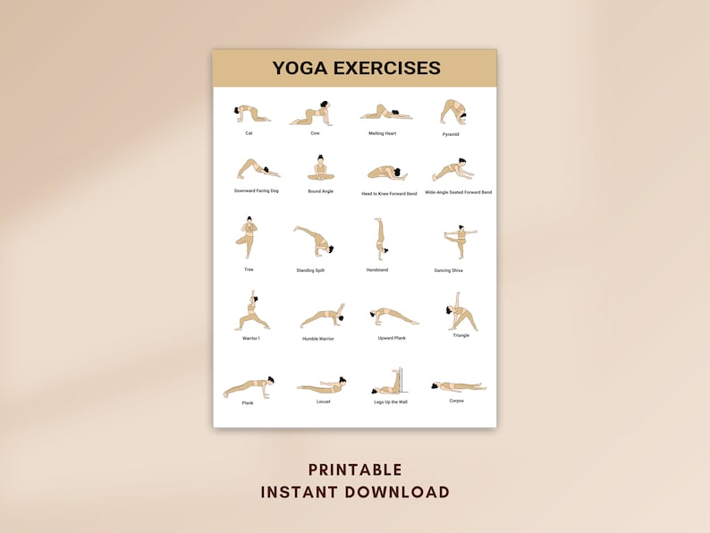 Yoga Poses Chart, Fitness Exercise Guide (digital Download) - Etsy