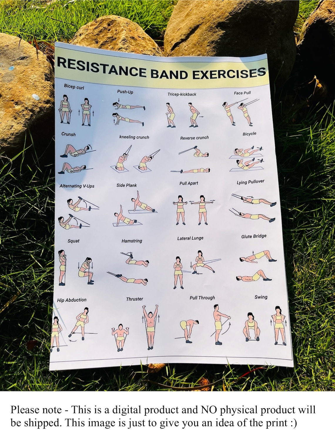 Resistance Band Workout Poster, Exercise Chart (digital Download) - Etsy