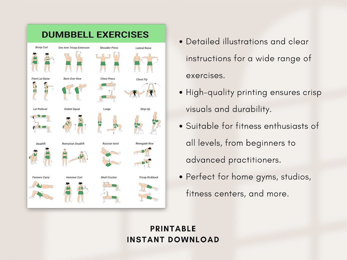 Dumbbell Workout, Dumbbell Workout Chart, Dumbbell Exercises, Dumbbell ...