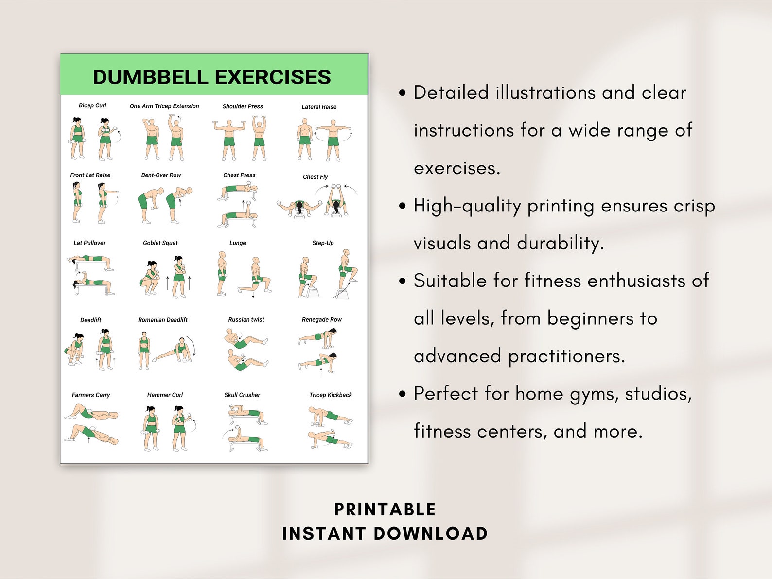 Dumbbell Workout, Dumbbell Workout Chart, Dumbbell Exercises, Dumbbell ...