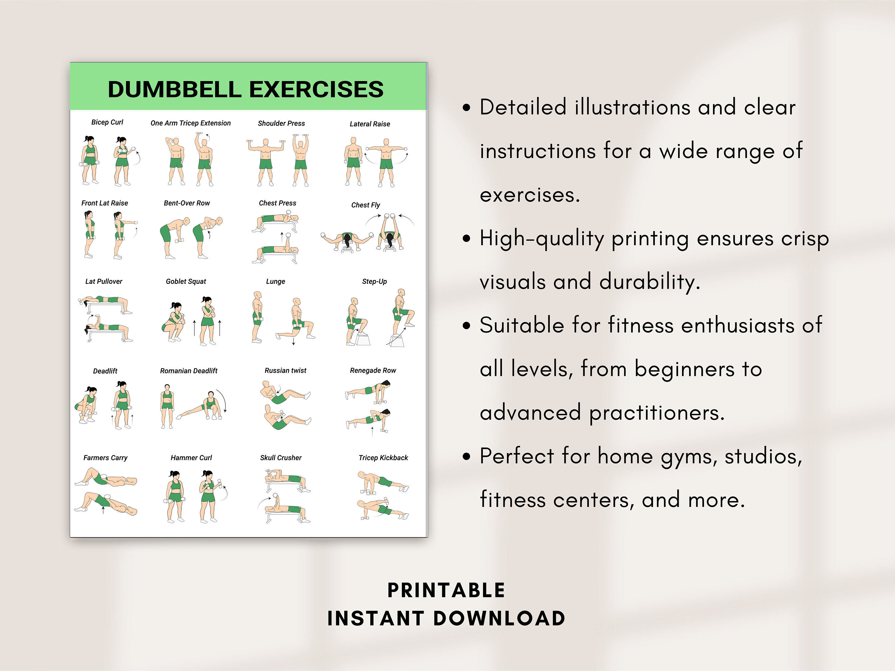 Dumbbell Workout, Dumbbell Workout Chart, Dumbbell Exercises, Dumbbell ...
