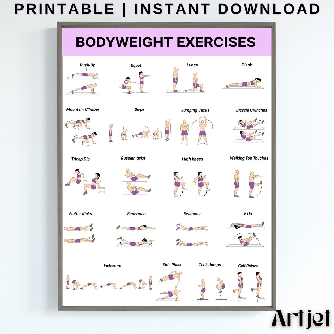 Bodyweight Workout Chart Bodyweight Exercise Chart - Etsy