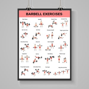 Barbell Workout Chart, Barbell Exercises, Fitness Print (digital Download) - Etsy