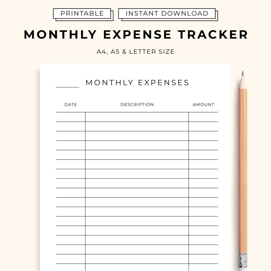 Monthly Expenses Tracker Printable PDF | Budget Planner Sheet | Expense ...