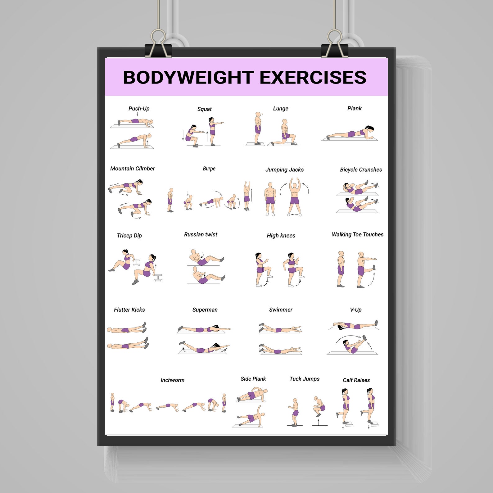 Bodyweight Workout Chart, Bodyweight Exercise Chart, Bodyweight Exercise Poster, Bodyweight ...
