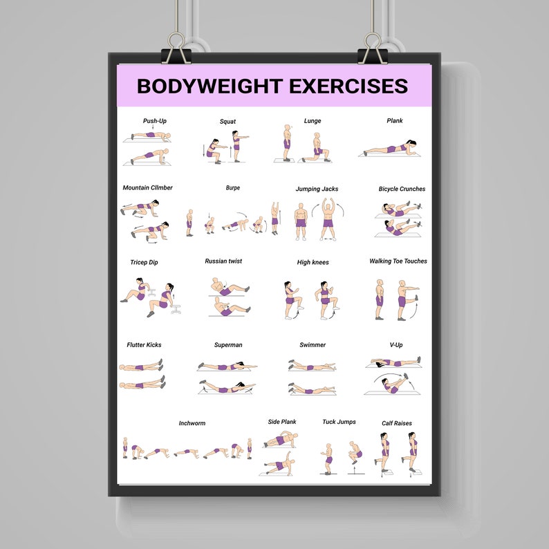 Bodyweight Workout Chart, Bodyweight Exercise Chart, Bodyweight ...