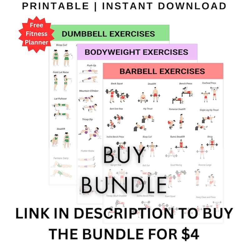 Dumbbell Workout Dumbbell Workout Chart Dumbbell Exercises - Etsy