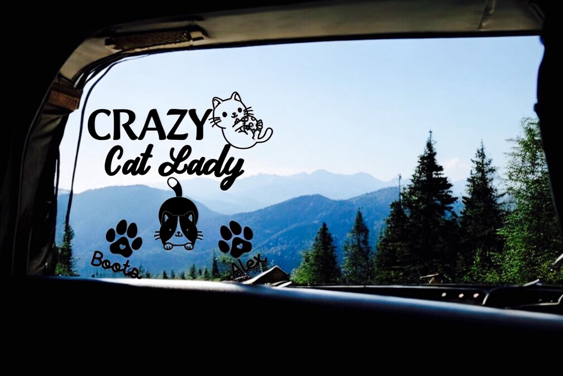 Car Decal Iron-on Customizable Crazy Cat Lady - Etsy