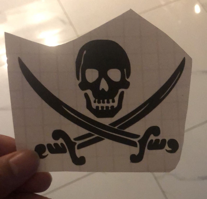 Matte Black Permanent Vinyl Pirate Flag Sticker for Car, Mug, Window ...