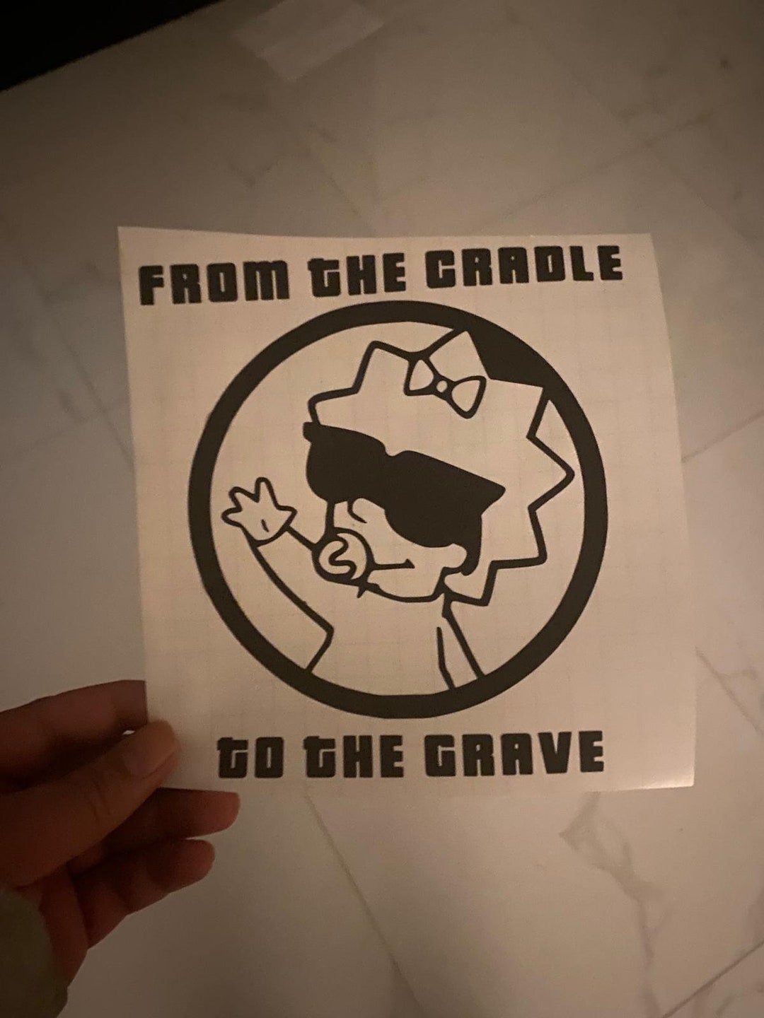 Matte Black Permanent Cartoon Sticker for Car, Mug, Window, Binder ...