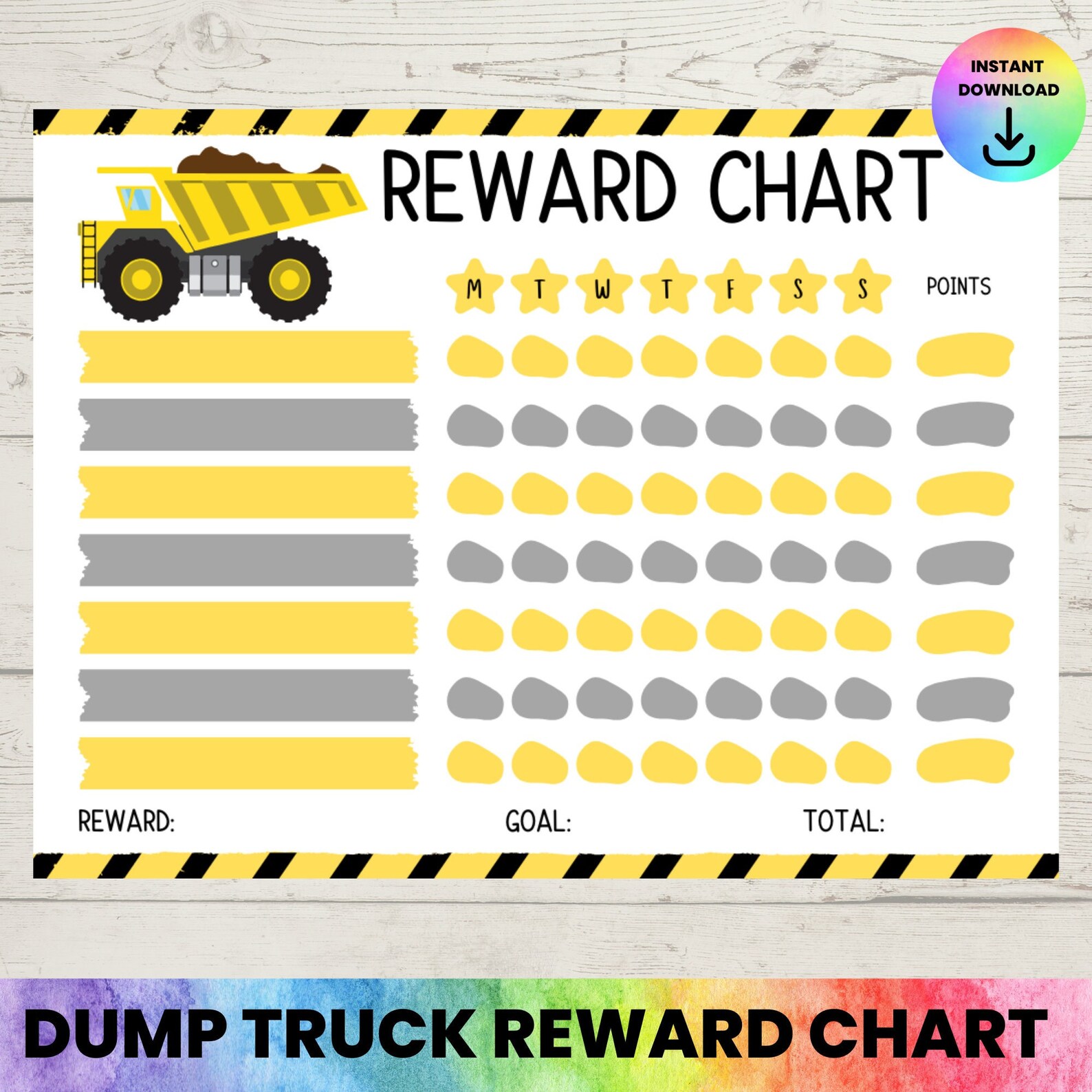 Dump Truck Reward Chart - Daily Chore Chart - Responsibilities Chart ...
