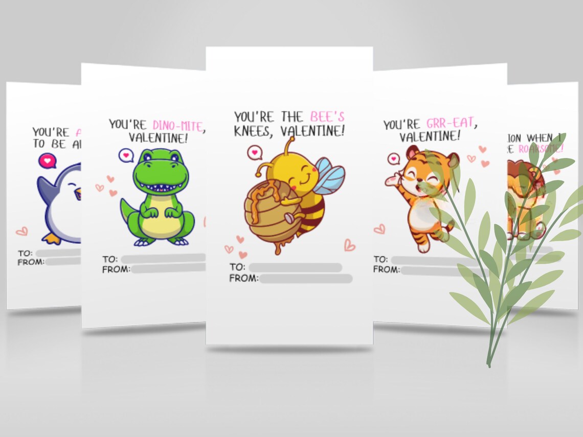 Printable Animal Valentine's Day Cards Classroom Valentines Day Cards ...