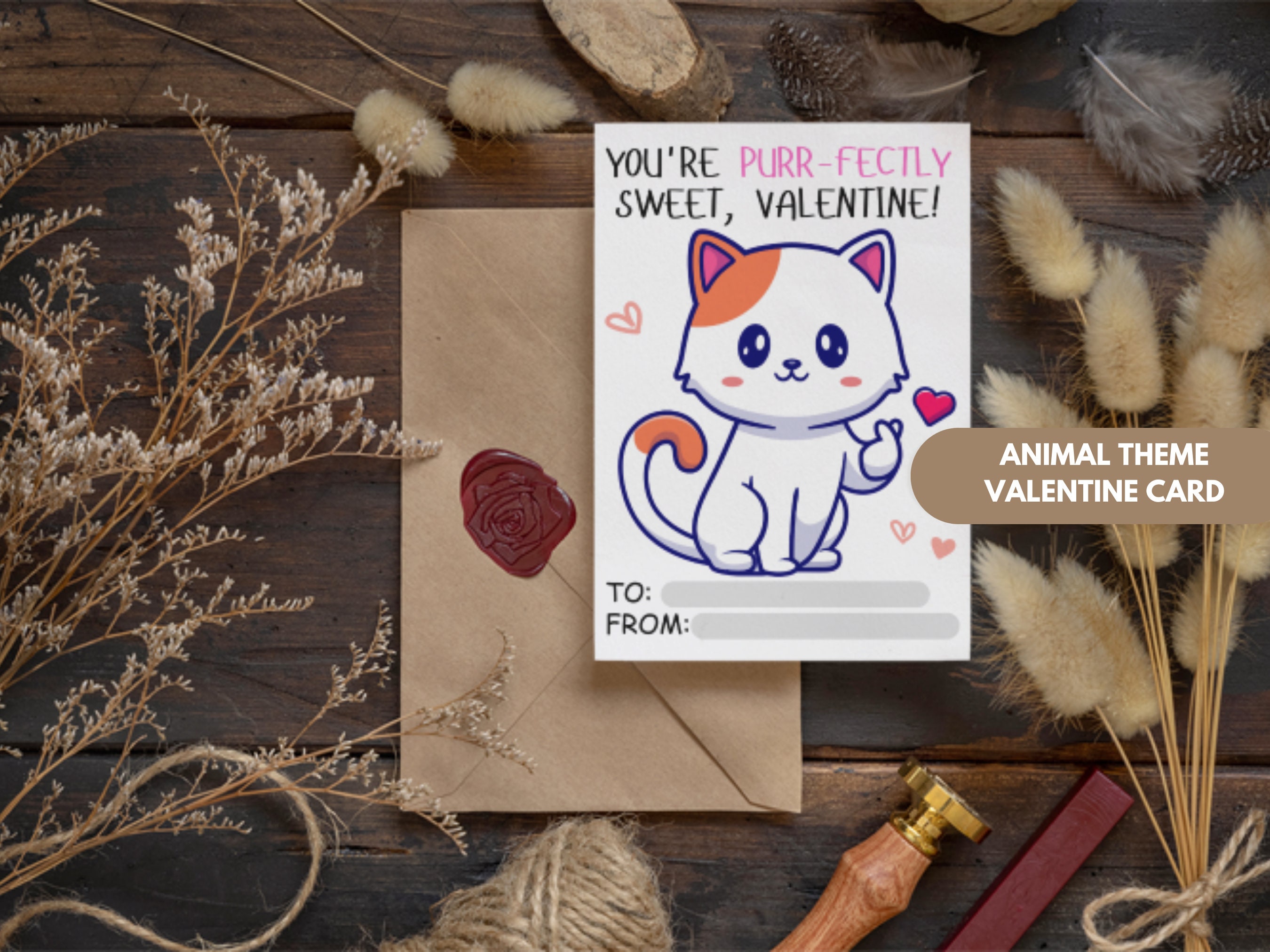 EDITABLE Printable Animal Valentine Cards, Classroom Valentines Day ...