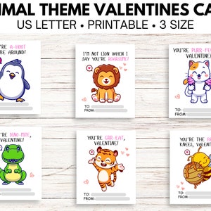 Printable Animal Valentine's Day Cards | Classroom Valentines Day Cards ...