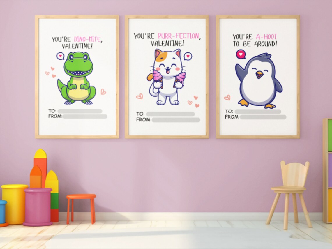 Printable Animal Valentine's Day Cards Classroom Valentines Day Cards ...