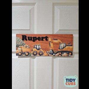 Nursery Construction Sign Baby Name Wall Art Room Decor Truck Display ...