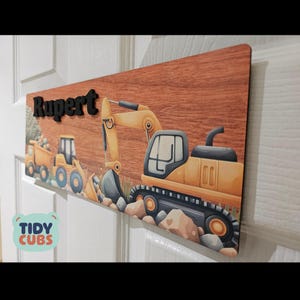Nursery Construction Sign Baby Name Wall Art Room Decor Truck Display ...