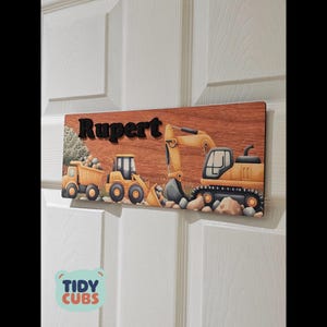 Nursery Construction Sign Baby Name Wall Art Room Decor Truck Display ...