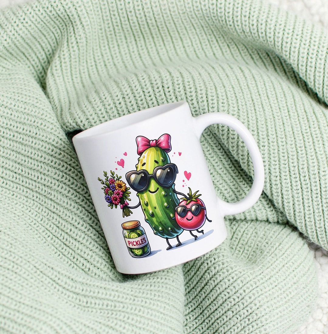 Personalised Funny Pickle Lovers Coffee Mug, Cute Tomato, Canned ...