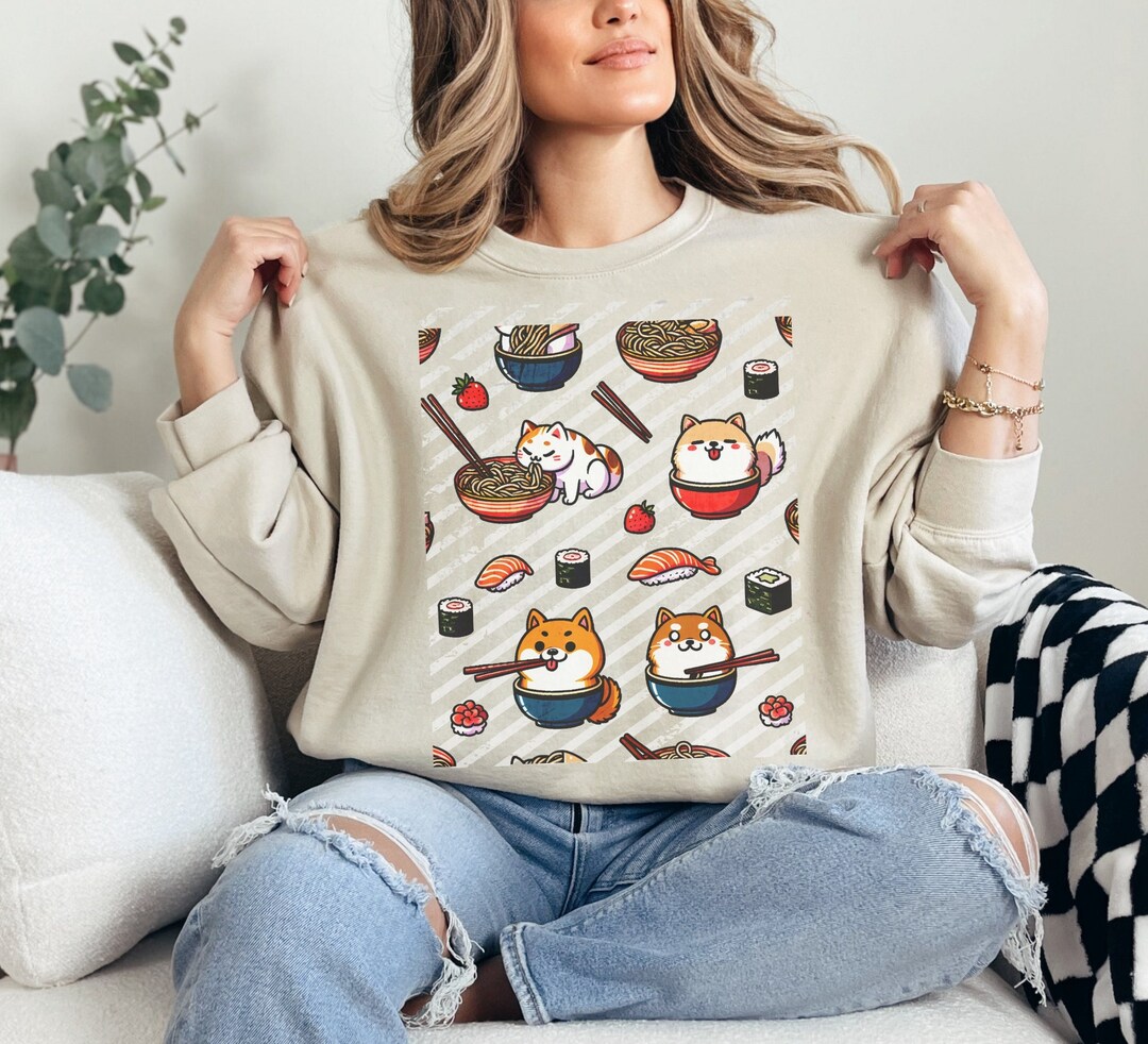 Vintage Ramen Sweatshirt Ramen Lover Gift, Ramen Gift, Cat Sweater ...