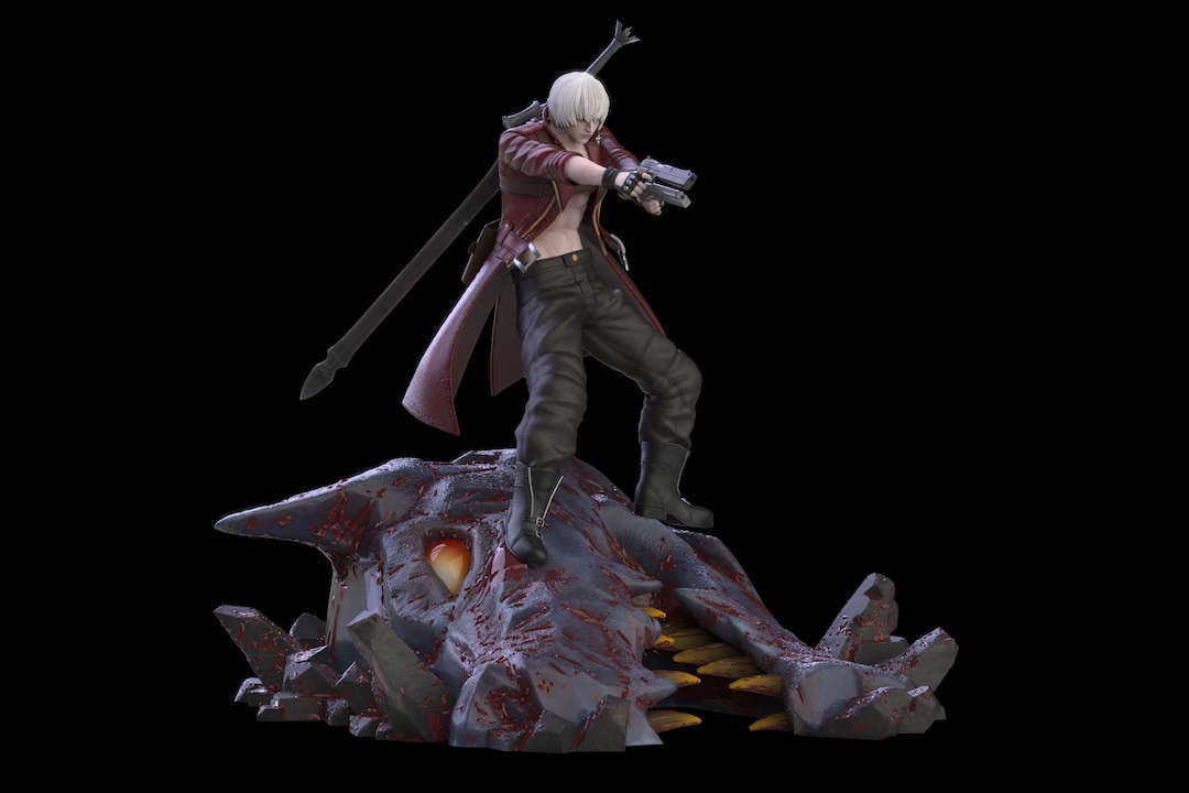 Dante DMC3 Statue – Cerberus Base, Ebony & Ivory, Rebellion Sword (STL ...