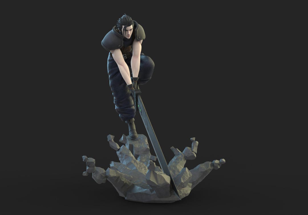Zack Fair Ground Slam Pose 3D Model STL File - Final Fantasy VII ...