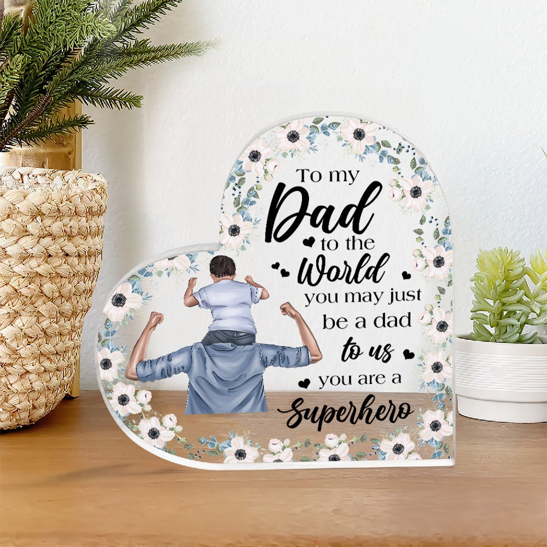 Personalized Dad & Son Heart Shape Acrylic Plaque, to My Dad to the ...