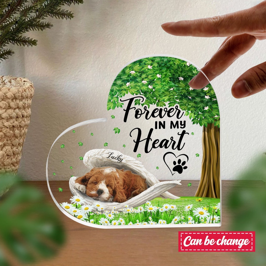 Personalized Cockapoo Dog Angel Wings Heart Shape Acrylic Plaque, Heart ...