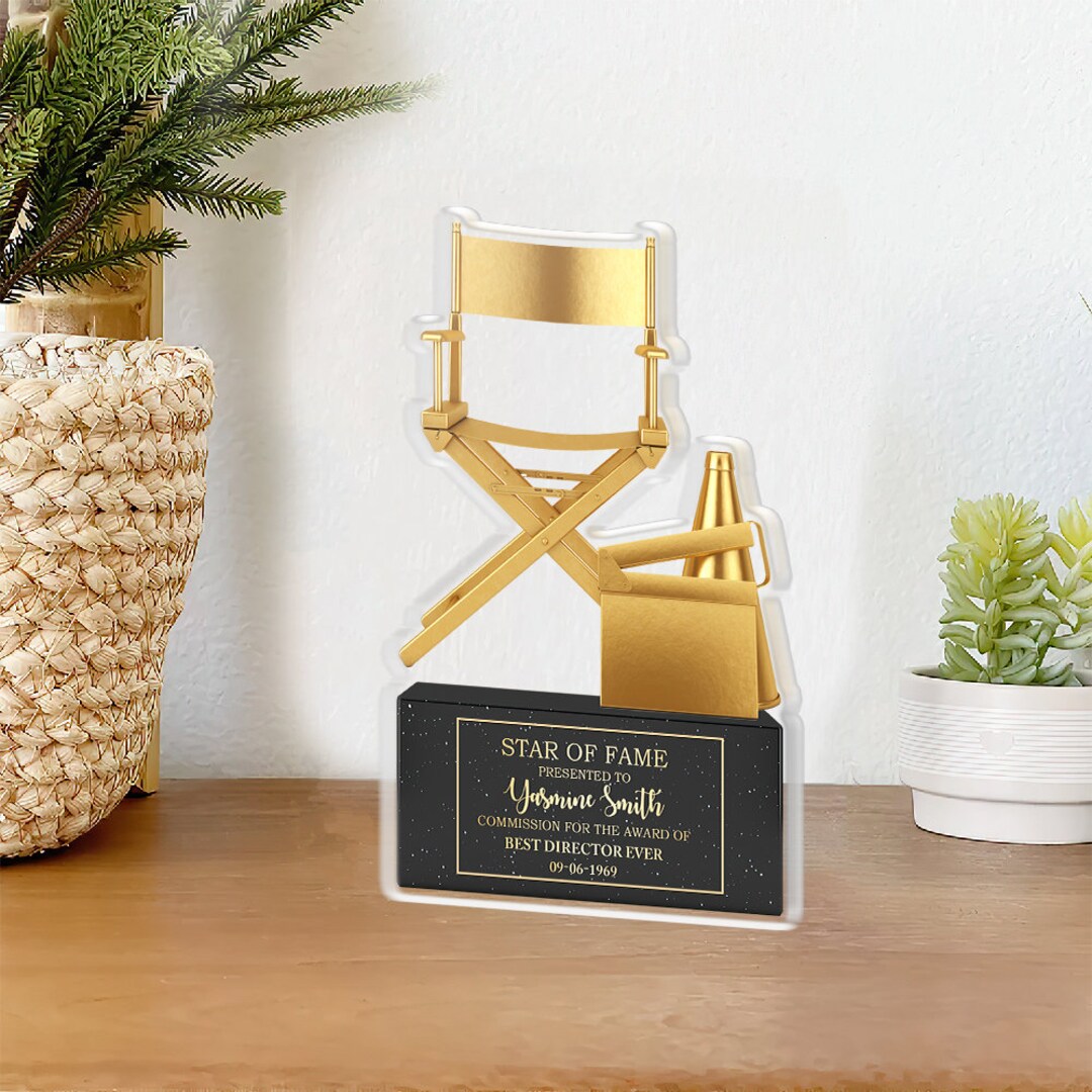 Personalized Director Golden Trophy Acrylic Plaque, Film Director Award ...