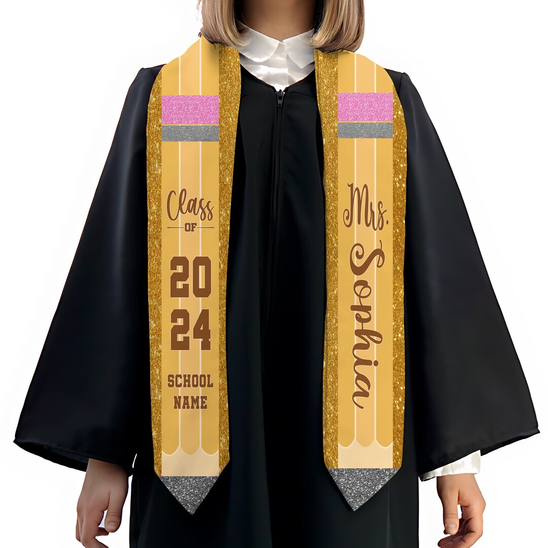 Personalized Graduation Teacher Pencil Stoles, Teacher Graduation Stole ...