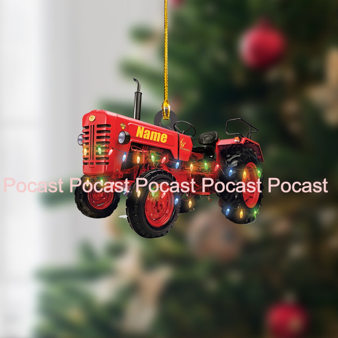 Red Tractor Christmas Ornament, Farmer Tractor Xmas Tree Ornament ...