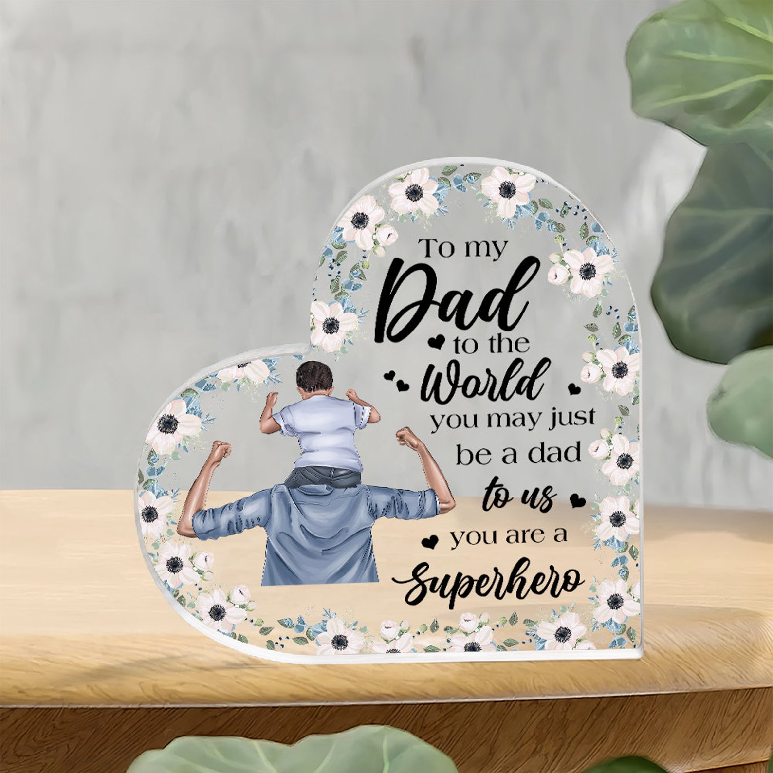 Personalized Dad & Son Heart Shape Acrylic Plaque, to My Dad to the ...