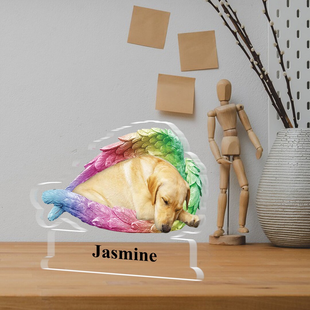 Personalized Yellow Labrador Angel Wings Acrylic Plaque, Dog Acrylic ...