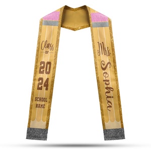 Personalized Graduation Teacher Pencil Stoles, Teacher Graduation Stole ...